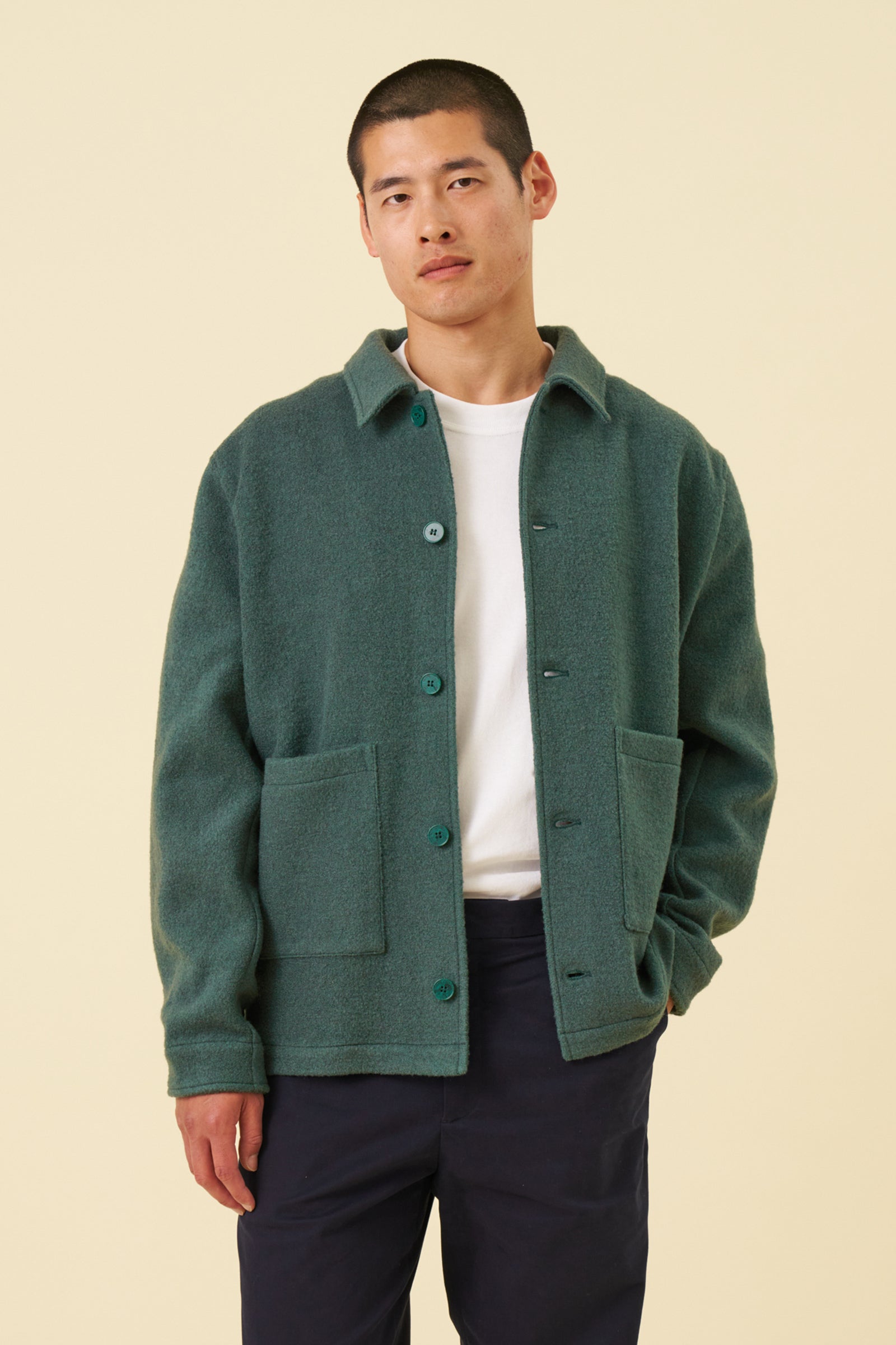 WOOL CHORE JACKET - HUNTER GREEN – bound
