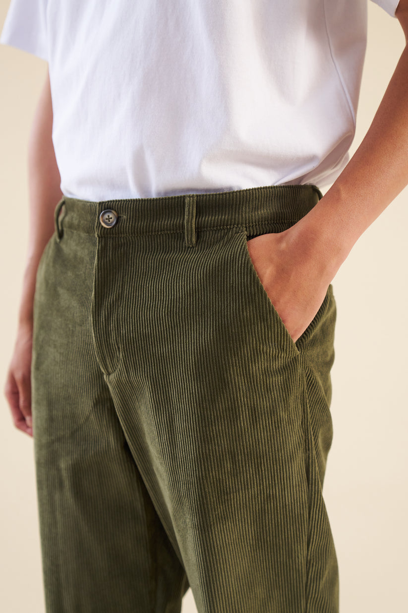 ARMY GREEN CORDUROY TROUSERS – bound