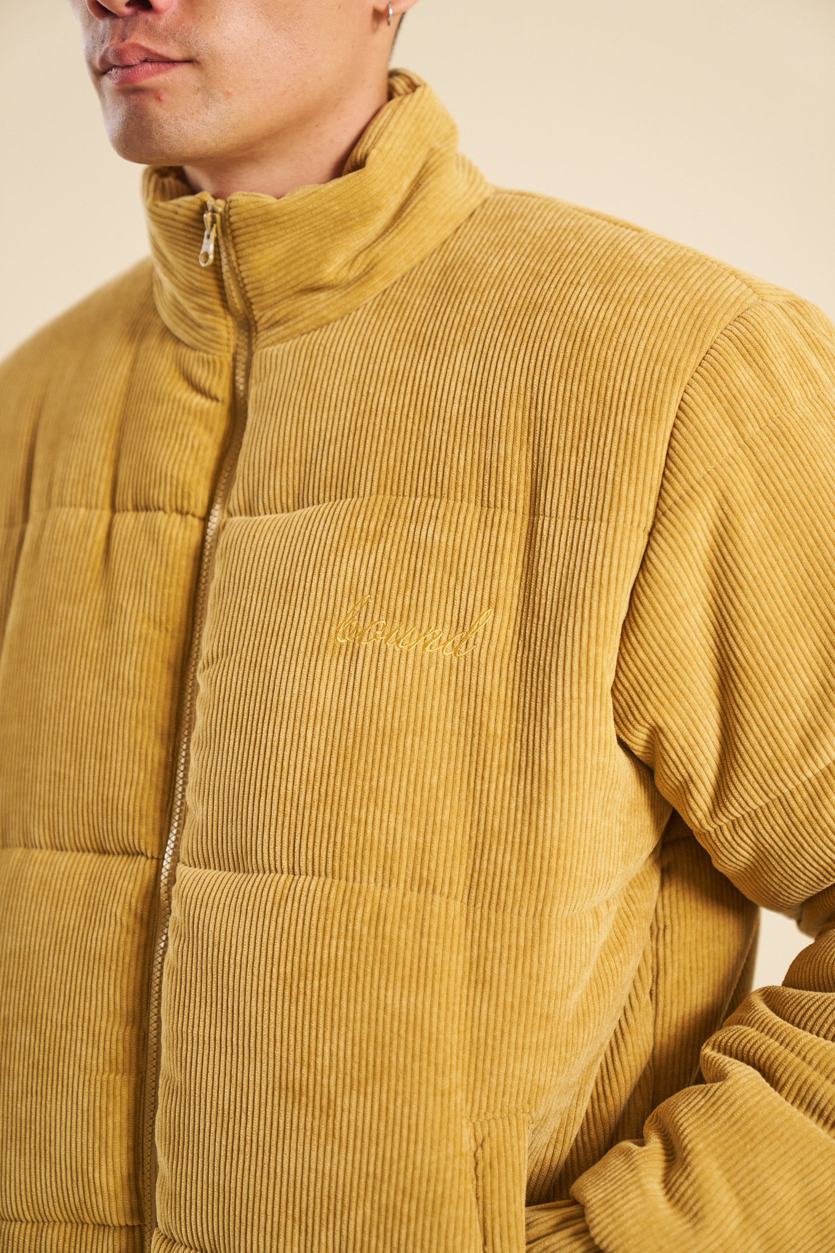 MUSTARD CORD PUFFER COAT – bound