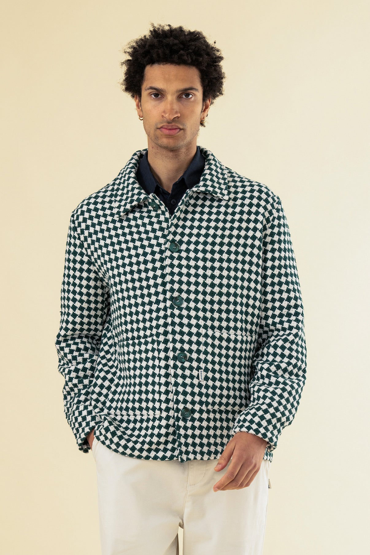 CHECKERED WOVEN OVERSHIRT - BOTTLE GREEN – bound
