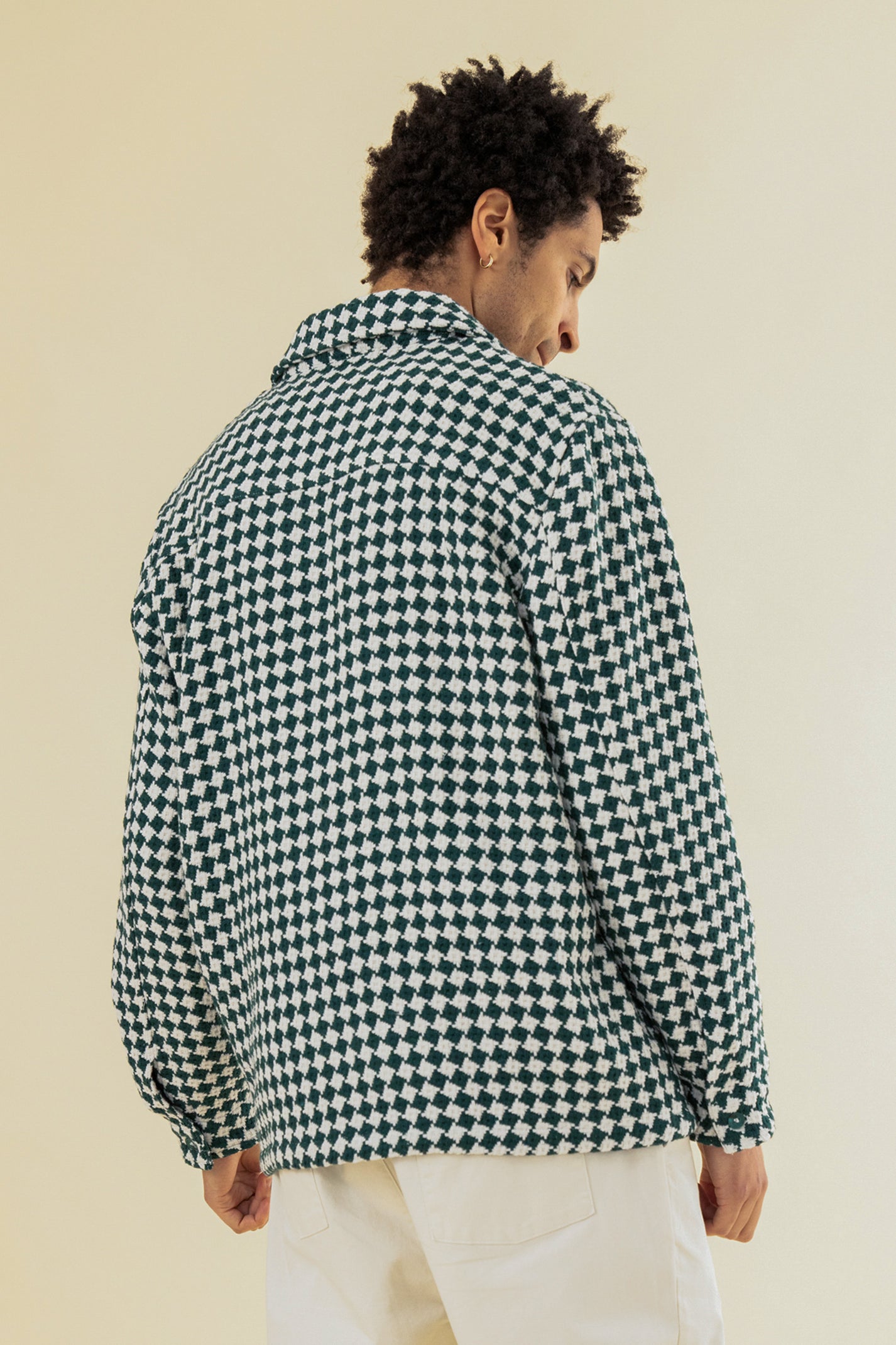 CHECKERED WOVEN OVERSHIRT - BOTTLE GREEN – bound