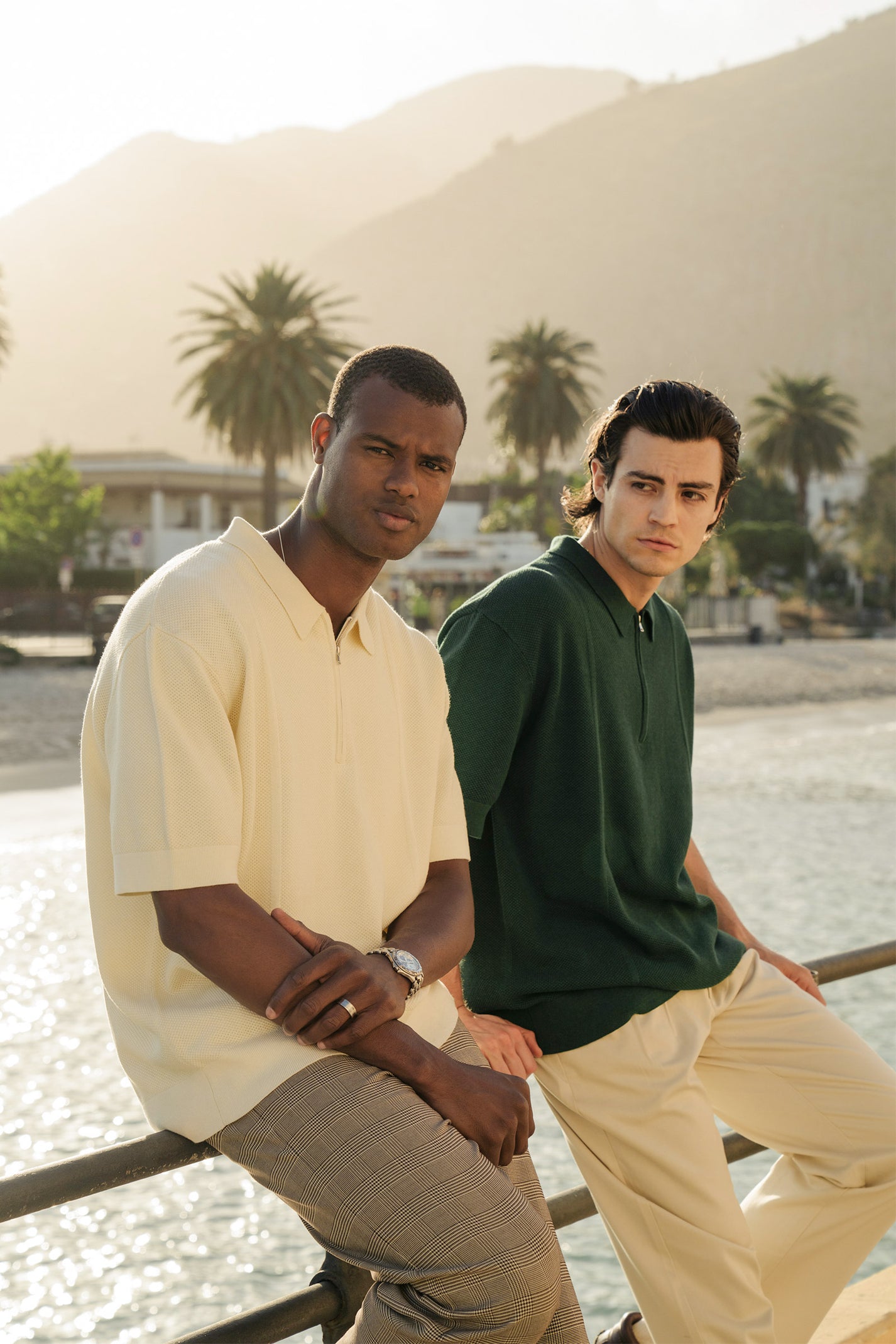 ARTHUR 1/4 ZIP WAFFLE KNIT POLO - BOTTLE GREEN – bound