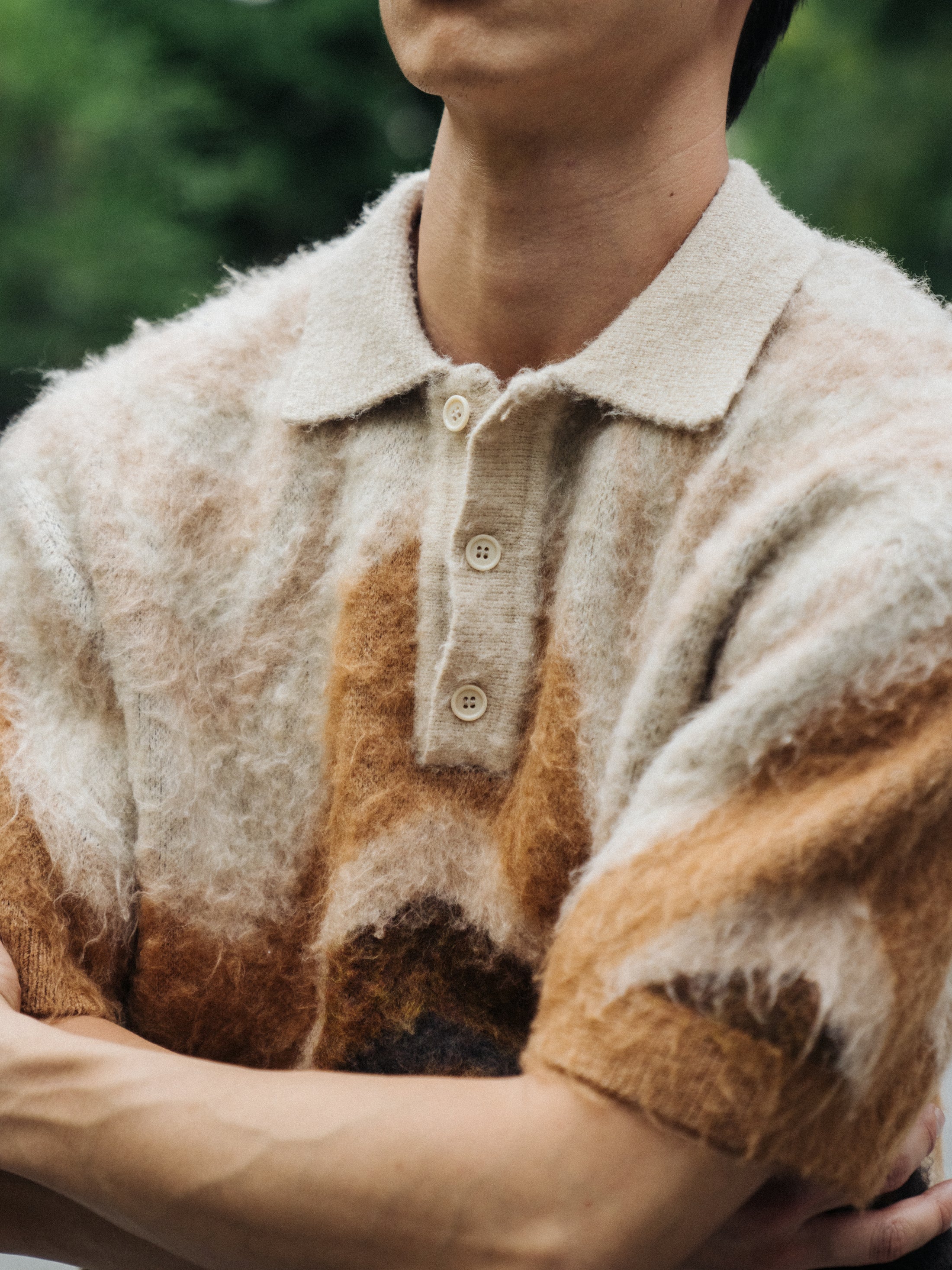 70S HEAVY KNIT FLUFFY POLO - TOFFEE BLEND – bound