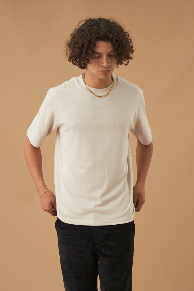 SAND SCRIPT EMBROIDERED TEE – bound